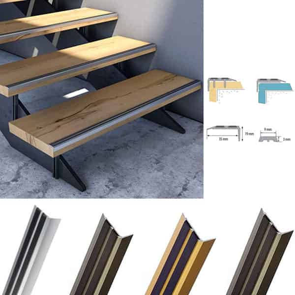 Aluminium Stair Nosing / Aluminium Anti Non Slip Rubber Insert Stair ...